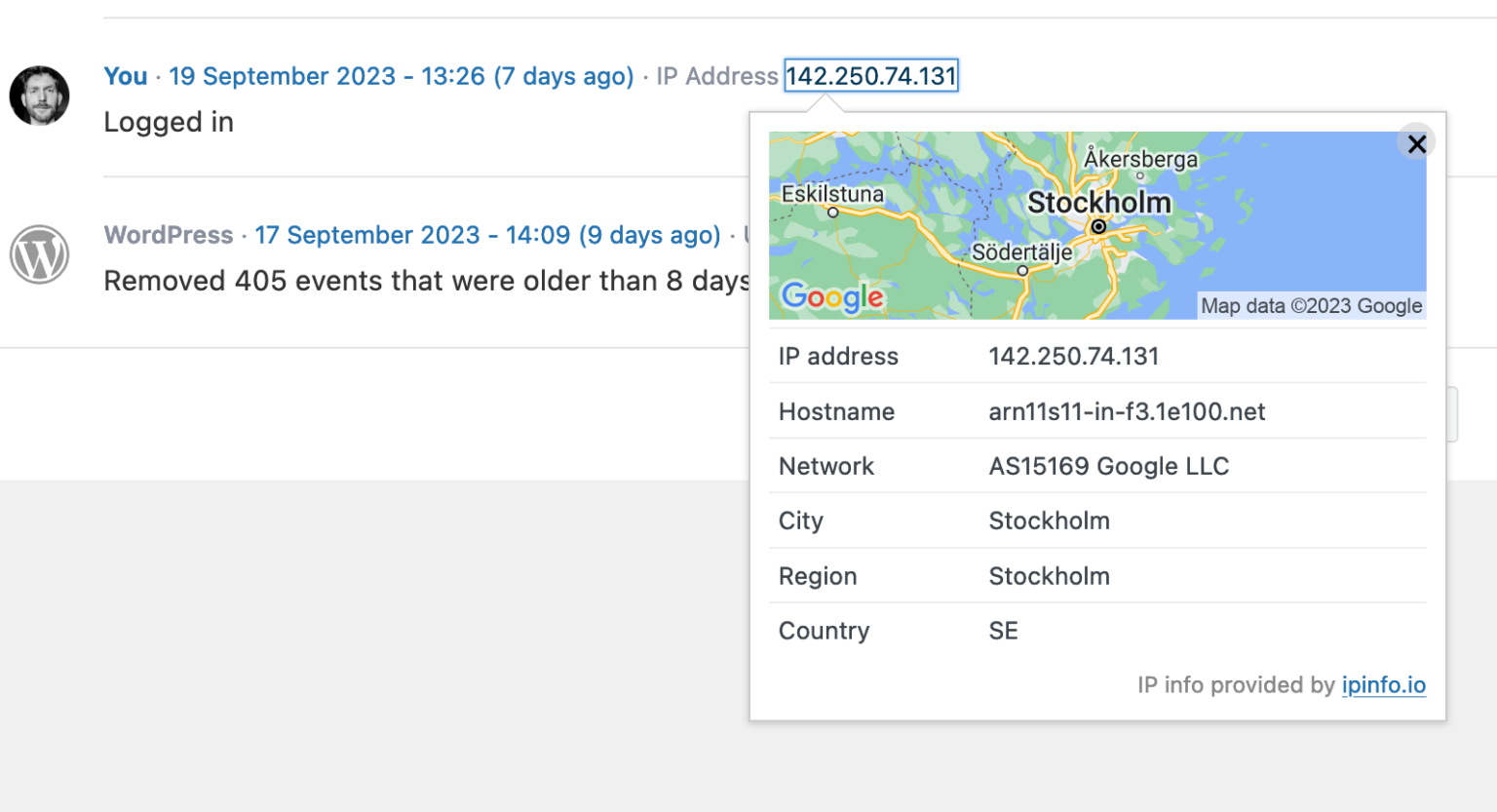 Extended Settings - Simple History