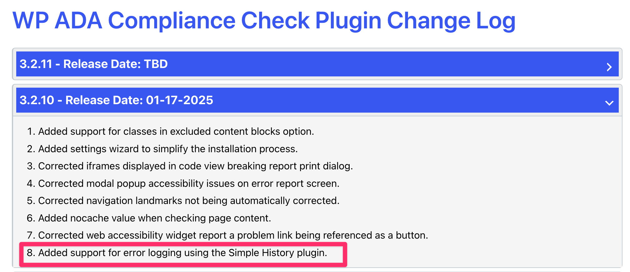 WP ADA Compliance Check Plugin adds support for logging using the ...