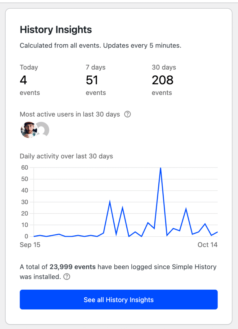 Stats & History Insights sidebar - Simple History